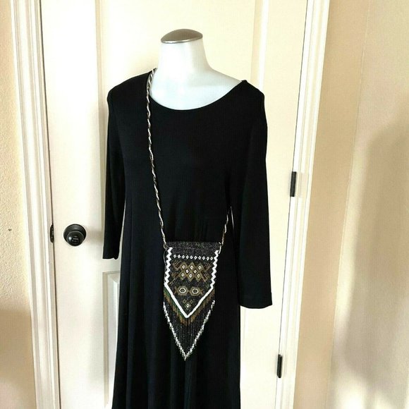 Handmade | Bags | Handmade Beaded Tribal Pouch Handbag Clutch Fringe ...